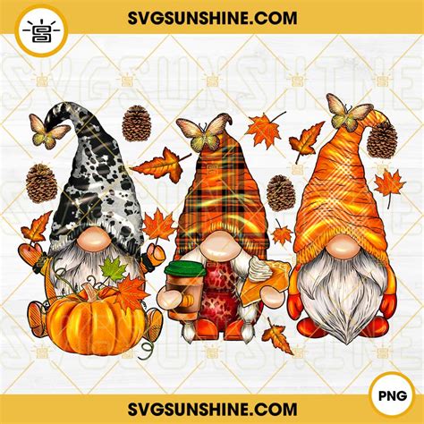 Fall Gnomes PNG Thanksgiving Gnome PNG Autumn Leaves PNG Fall PNG