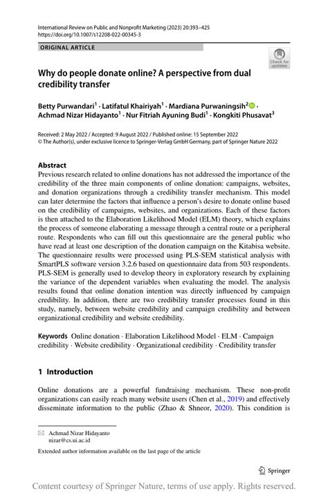 Why Do People Donate Online A Perspective From Dual Credibility Transfer Request Pdf