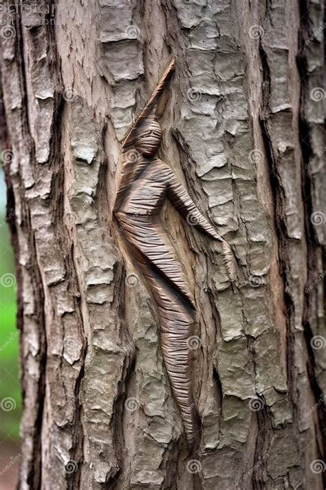 Check Mark Carved In A Tree Bark Stock Illustration Illustration Of