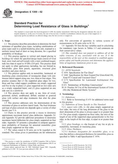 Astm E1300 02 Standard Practice For Determining Load Resistance Of