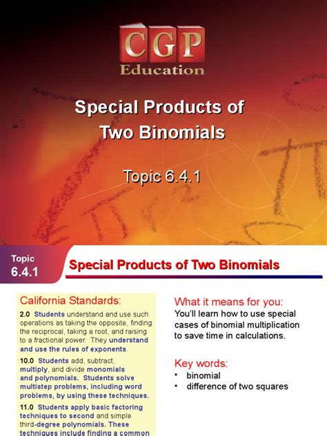 1special Products Of Two Binomials Pdf Factorization Polynomial