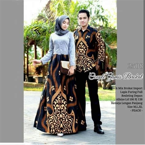 Brokat Modern Model Baju Gamis Batik Kombinasi Brokat Terbaru 2019