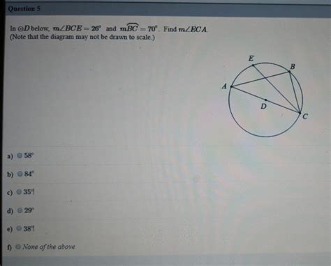 solved question5 in od below m bce 26 and mbc 70° find