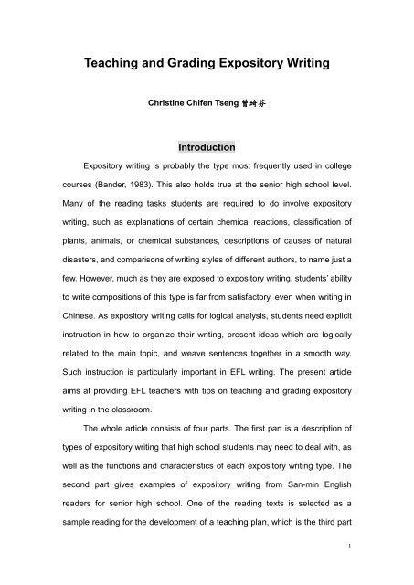 Teaching And Grading Expository Writing