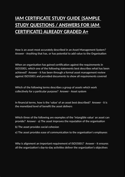 Iam Certificate Study Guide Sample Study Questions Answers For Iam
