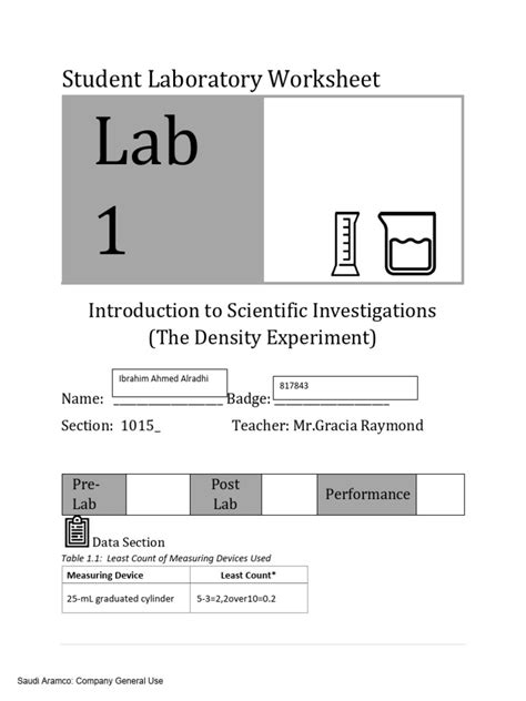 01 Introduction To Scientific Investigation Density Experiment Pdf