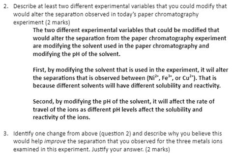 Solved 2 Describe At Least Two Different Experimental