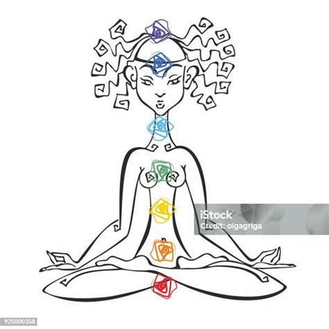 女子華麗的剪影坐在蓮花姿勢冥想 光環和脈輪向量插圖向量圖形及更多人圖片 人 人體 人體骨骼 Istock