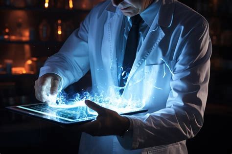 Premium Photo Doctor Hands With Tablet Anatomy Body Part Hologram Analysis Healthcare Or