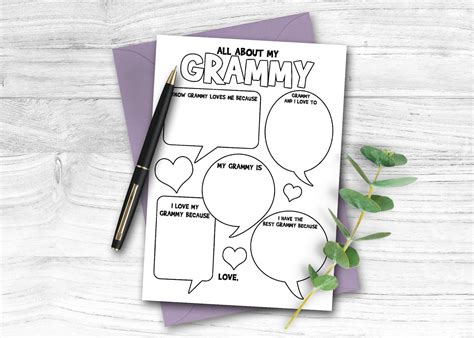 Grammy Ts Personalized Birthday Card For Grammy Printable Etsy
