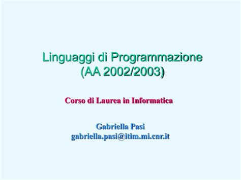Ppt Linguaggi Di Programmazione Aa 20022003 Powerpoint