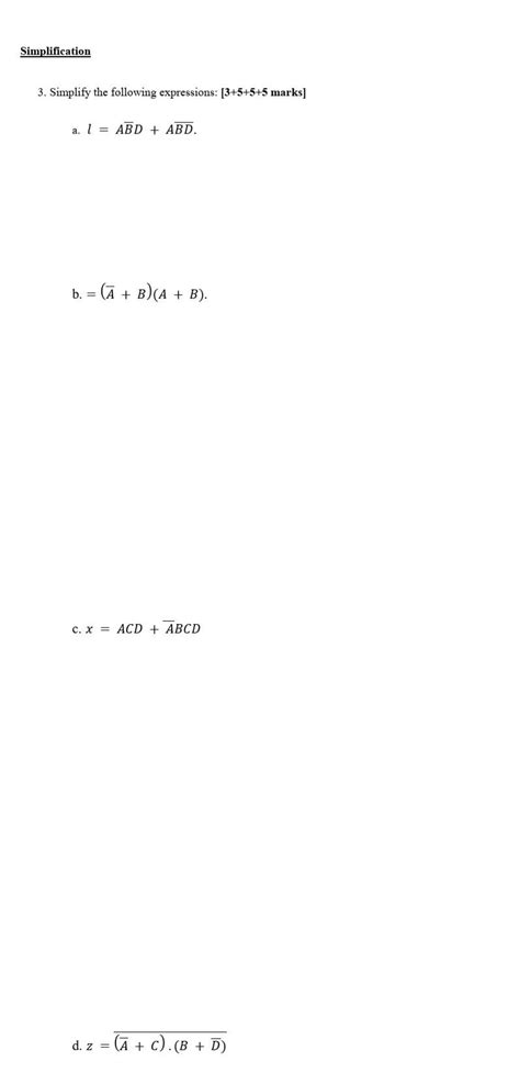 Solved 3 Simplify The Following Expressions 3 5 5 5 Marks Chegg