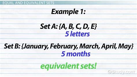 Equal Vs Equivalent Set Overview And Example Lesson