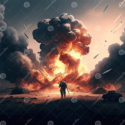 War Concept Explosion Guns And Military No One Is More End Of World