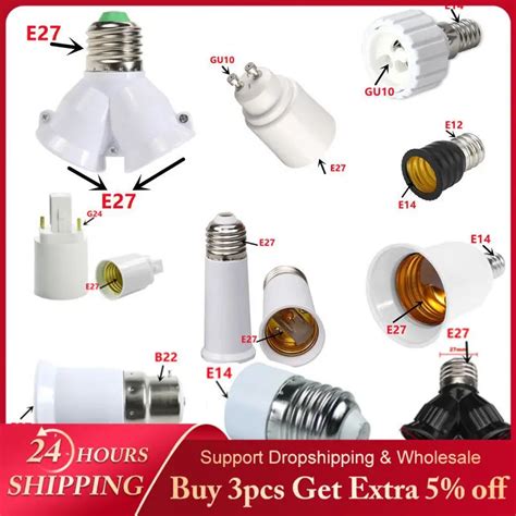 Lamp Bases E27 Adapter Screw Lamp Holder E27 E14 E12 B22 Gu10 Lamp Base Adapter Converter 