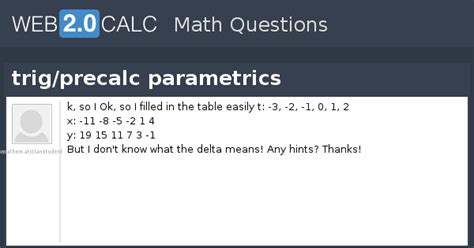 View Question Trig Precalc Parametrics