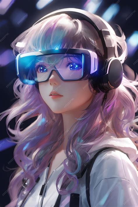 Premium Ai Image Anime Girl Wearing Virtual Reality Glasses Anime