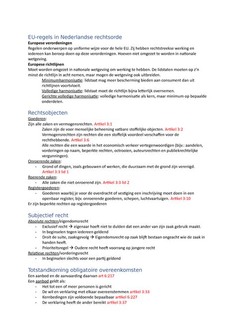 Inleiding Privaatrecht Samenvatting UvA 2022 2023 EU Regels In