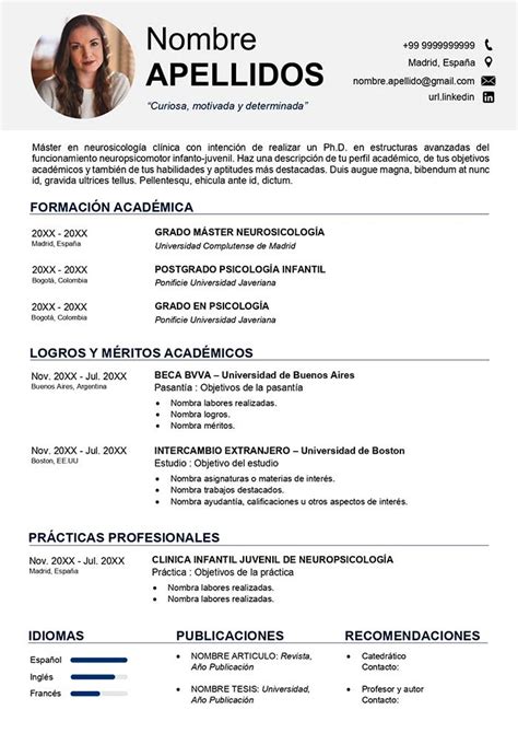 200 Ejemplos de Currículum en Word para Descargar Gratis