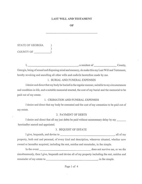 Free Last Will And Testament Blank Forms Liciouspassa