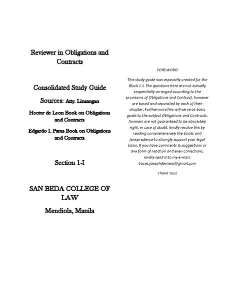 Toaz Notes In Law On Obligations And Contracts Reviewer In Obligations And Contracts Studocu