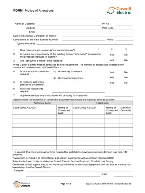 Fillable Online Form Notice Of Alterations Fax Email Print Pdffiller
