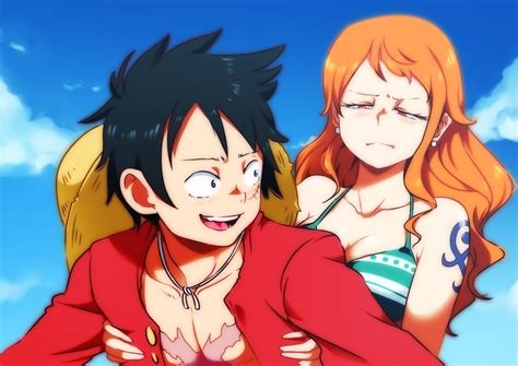 Nami And Monkey D Luffy One Piece Drawn By Jcm Danbooru