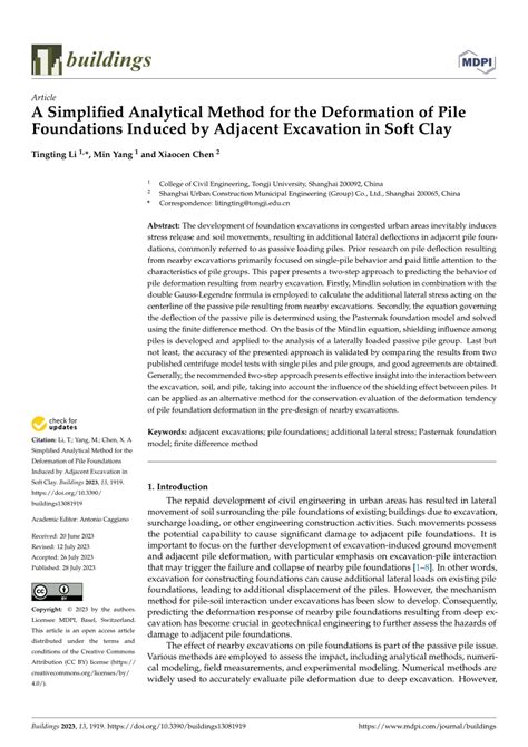 Pdf A Simplified Analytical Method For The Deformation Of Pile Foundations Induced By Adjacent