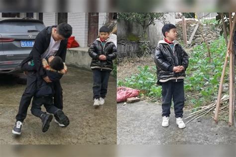 男子回家过年一把抱起儿子，外甥失落强忍眼泪站一边