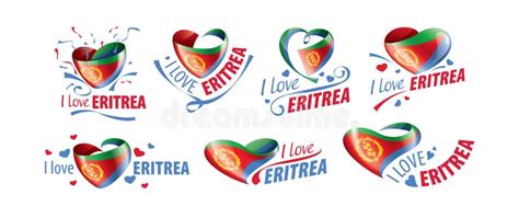 National Flag Of The Eritrea In The Shape Of A Heart And The Inscription I Love Eritrea Vector