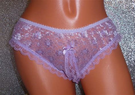 Sheer Nylon Burlesque Vintage Style Bikini Briefs With Lace