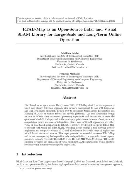 Rtab Map Pdf Lidar Robotics