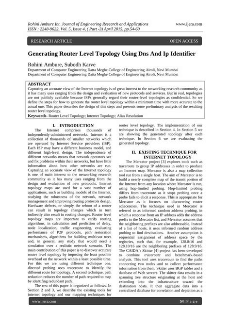 Pdf Generating Router Level Topology Using Dns And Ip … 3