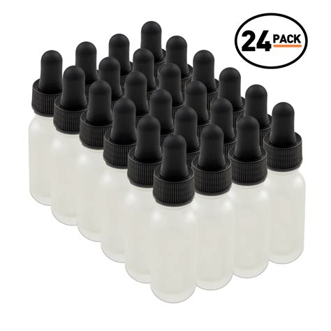 05 Oz Clear Frosted Glass Boston Round Bottles W Black Droppers