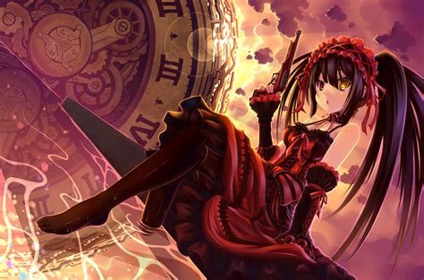 Bicoloredeyes Blackhair Choker Datealive Dress Gun Headdress Longhair Tokisakikurumi