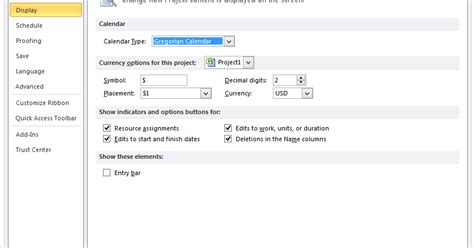 Setup Currency Hours And Other Details Quick MS Project