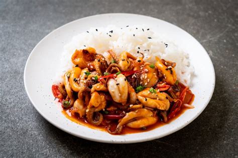 Stir Fried Octopus Or Squid And Korean Spicy Paste Osam Bulgogi With