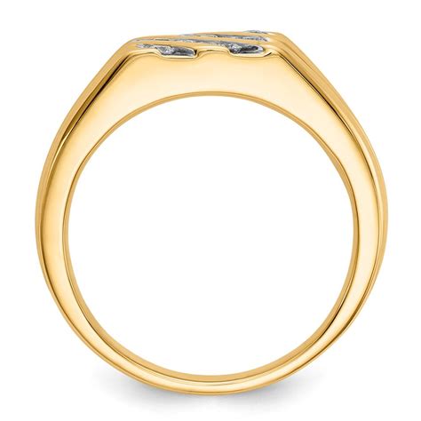 14k Yellow Gold Real Diamond Mens Ring