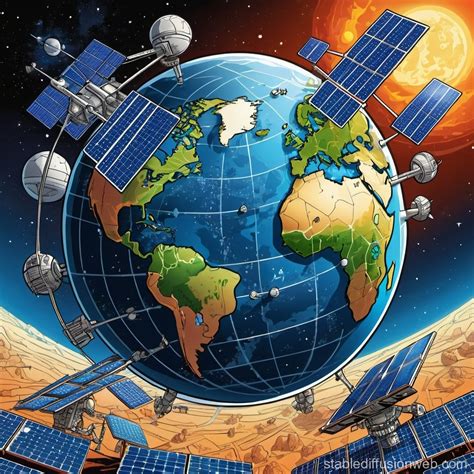 Giant Satellite Orbiting Earth Stable Diffusion Online