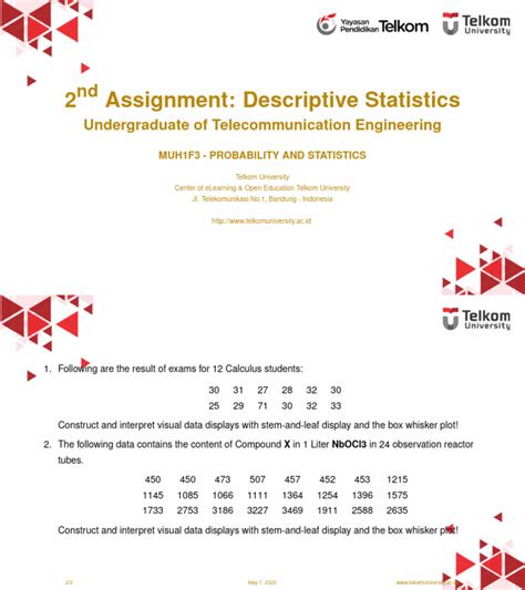 Descriptive Stats Assignment Telkom Pdf