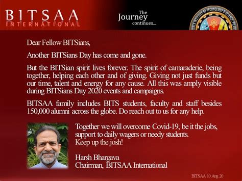 harsh bhargava on linkedin bitspilani bitsiansday2020 alumnimakethebrand thankyoualumni…