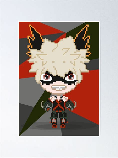 My Hero Academia Katsuki Bakugo Pixel Art Poster By Dirrajnoswal