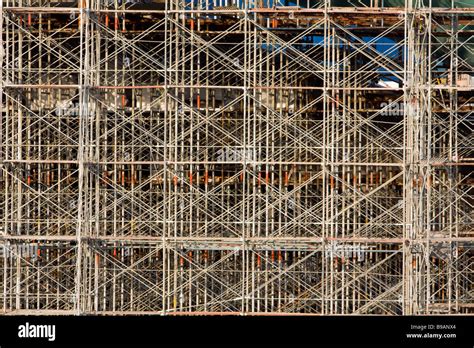 Scaffolding On Building Under Construction Taichung City Taiwan Stock