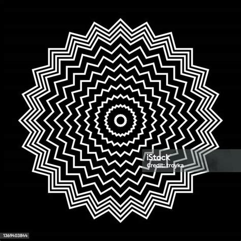 Abstrak Lingkaran Putih Zig Zag Garis Pola Pada Latar Belakang Hitam