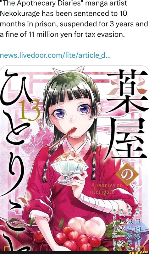 The Apothecary Diaries Manga Artist Nekokurage Has Been Sentenced To