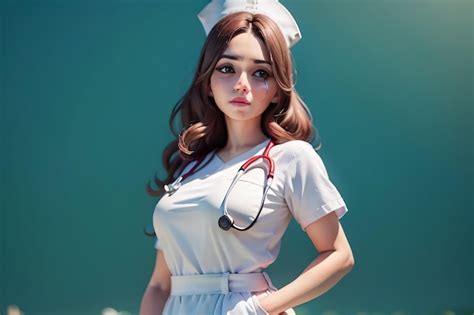 Premium Ai Image A Woman In A Nurse Uniform Stands In Front Of A