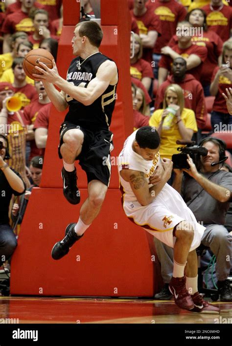 Colorado Guard Levi Knutson Left Shoots Next To Iowa State Guard Diante Garrett During The