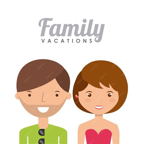 여름 휴가 디자인에 가족 프리미엄 벡터