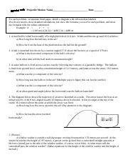 Practice Quiz Projectile Motion Docx Projectile Motion Name Date For Each Problem On Separate