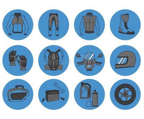 Vector Set Of Motorcycle Icons Stock Vector Illustration Of Garage Replacement